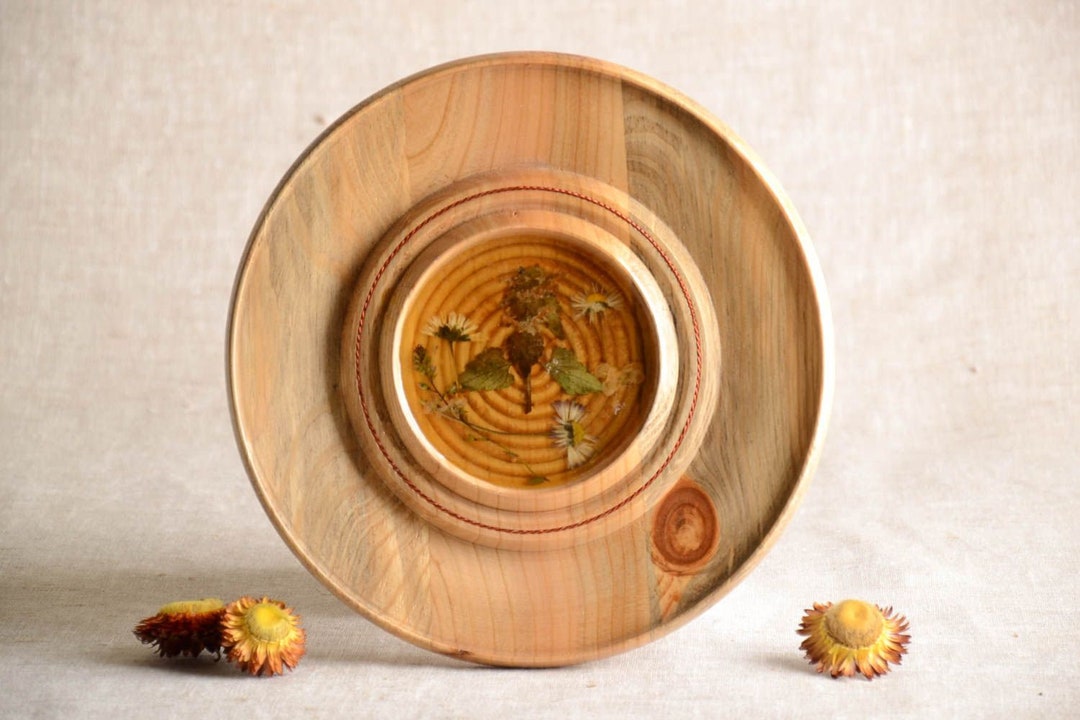 Wooden Plate With Ornaments, Custom Wood Gift, Carved Wooden Plate ...