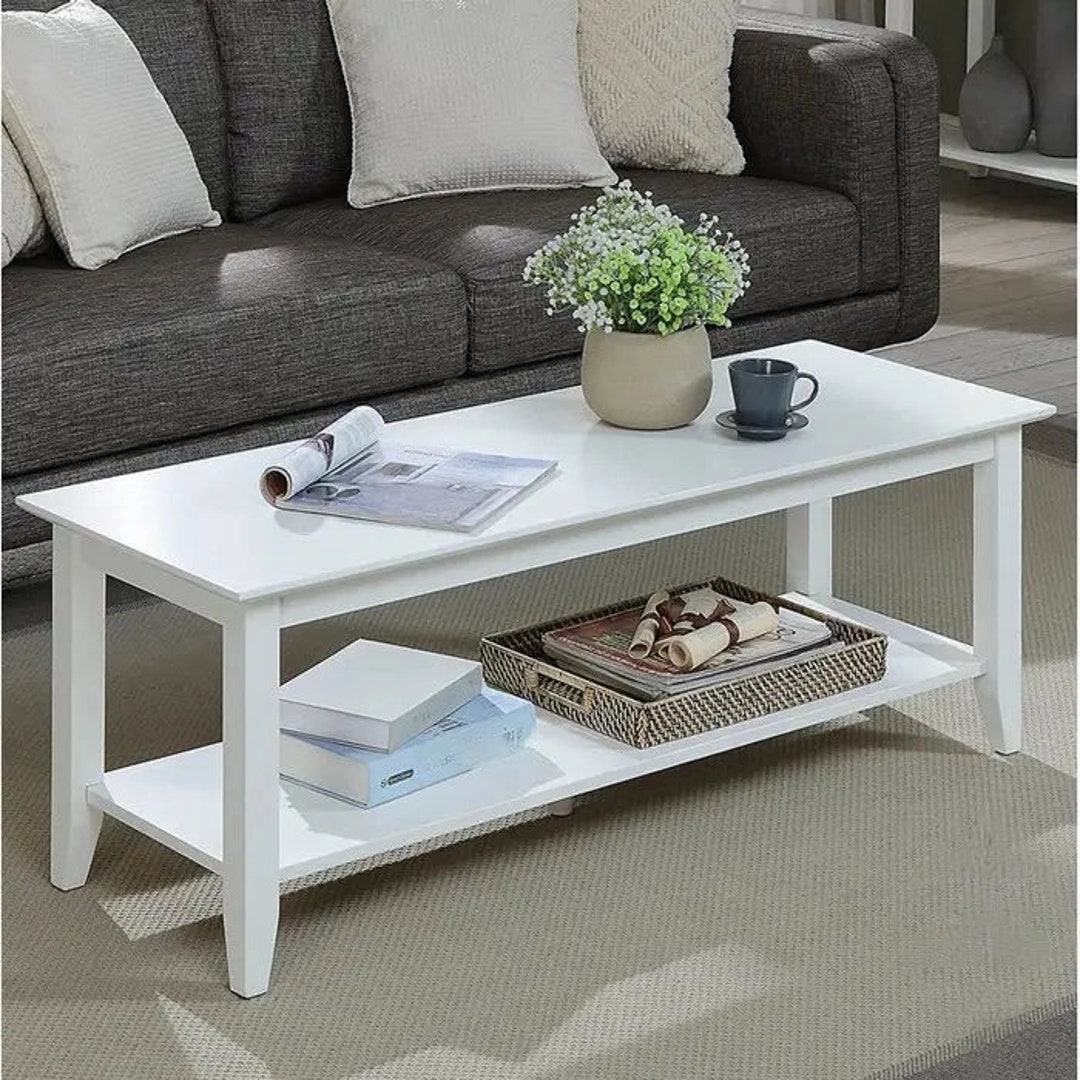 Classic Rectangle Coffee Table With Solid Storage, Center Table for ...