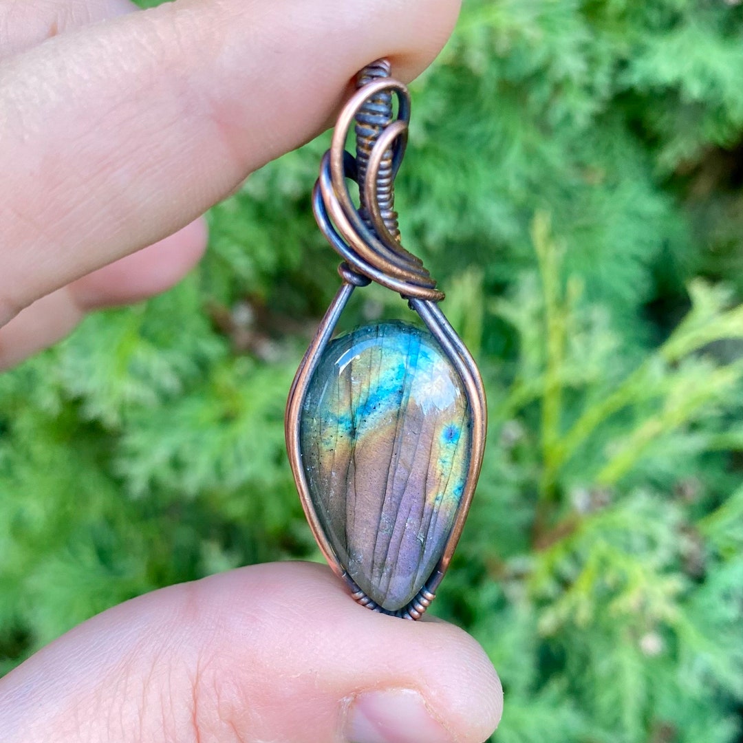 Handmade Wire Wrapped Labradorite Pendant Labradorite Jewelry Chakra ...