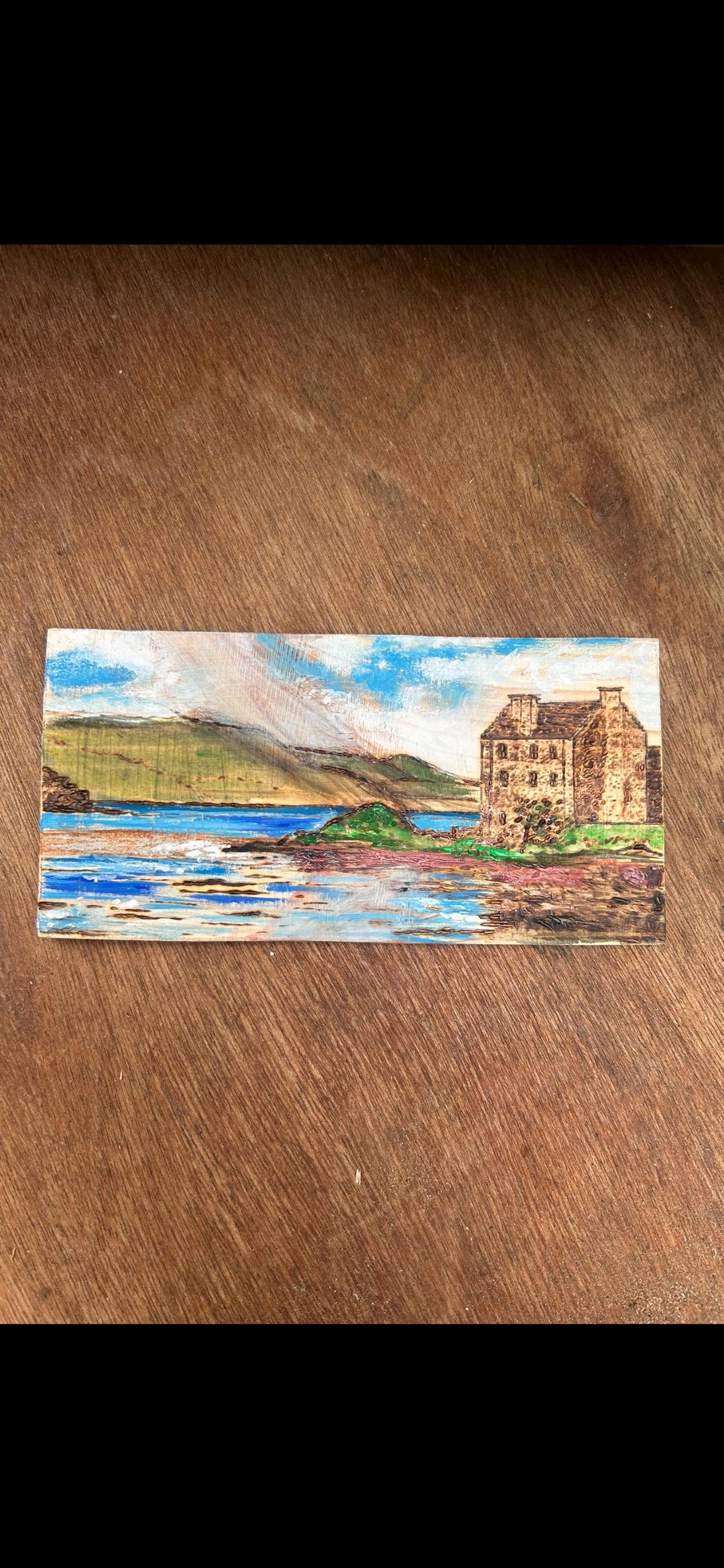 Eilean Donan Castle Hand-drawn Pyrography Wall Painting Art Artwork ...