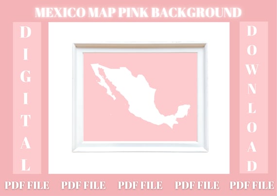 MEXICO MAP PINK Background Nursery Room Wall Decor Office | Etsy