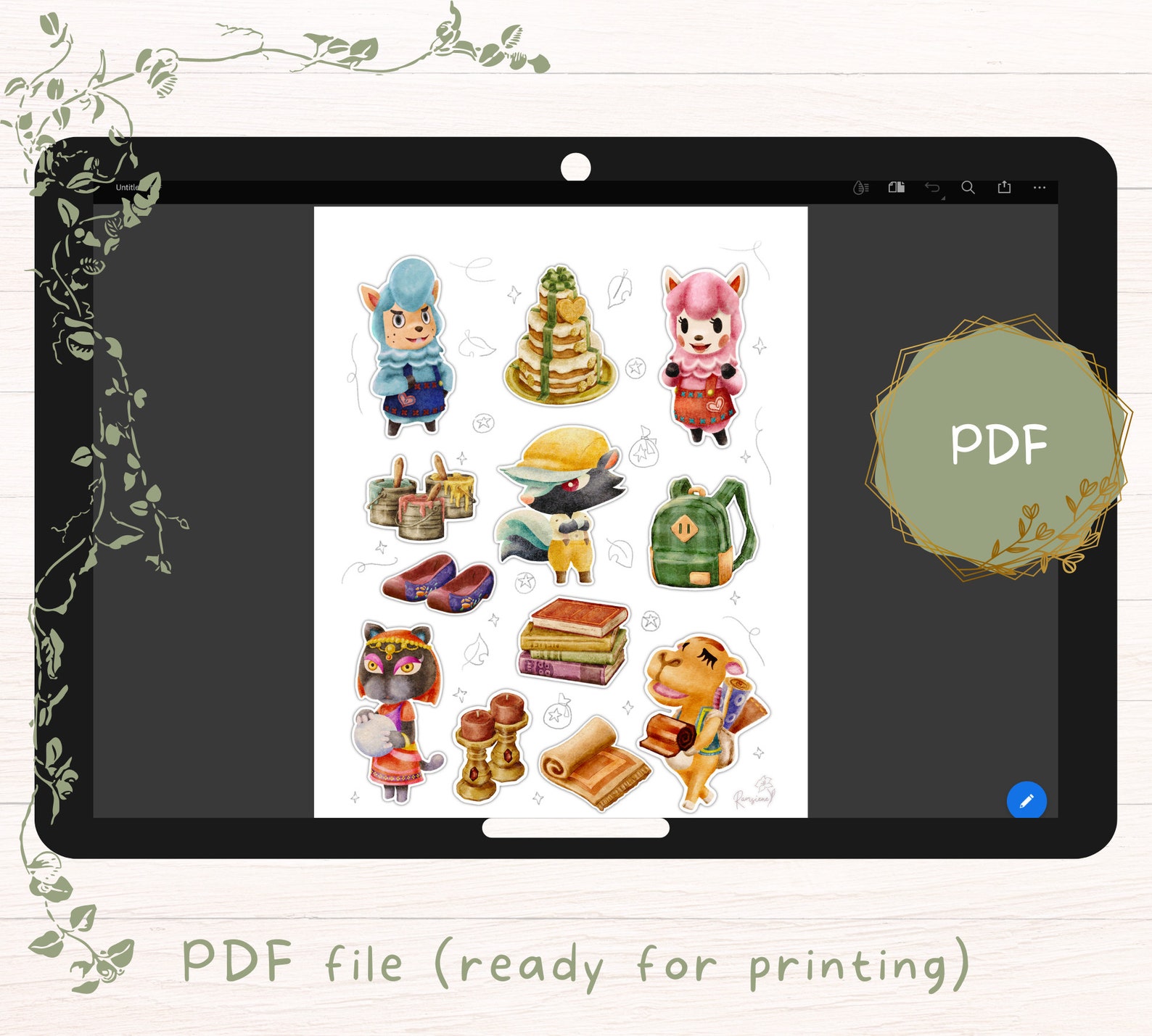 Printable ACNH Digital Stickers | Cliparts, Goodnotes, PNG, PDF - Etsy