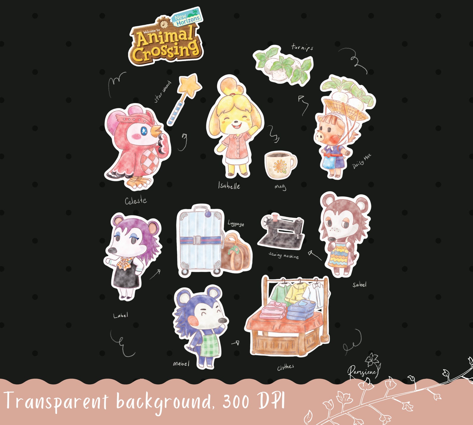 Printable ACNH Digital Stickers | Cliparts, Goodnotes, PNG, PDF - Etsy