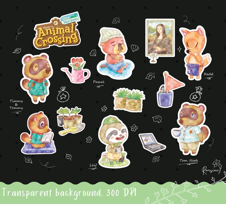 Printable ACNH Digital Stickers |cliparts, Goodnotes, PNG, PDF - Etsy
