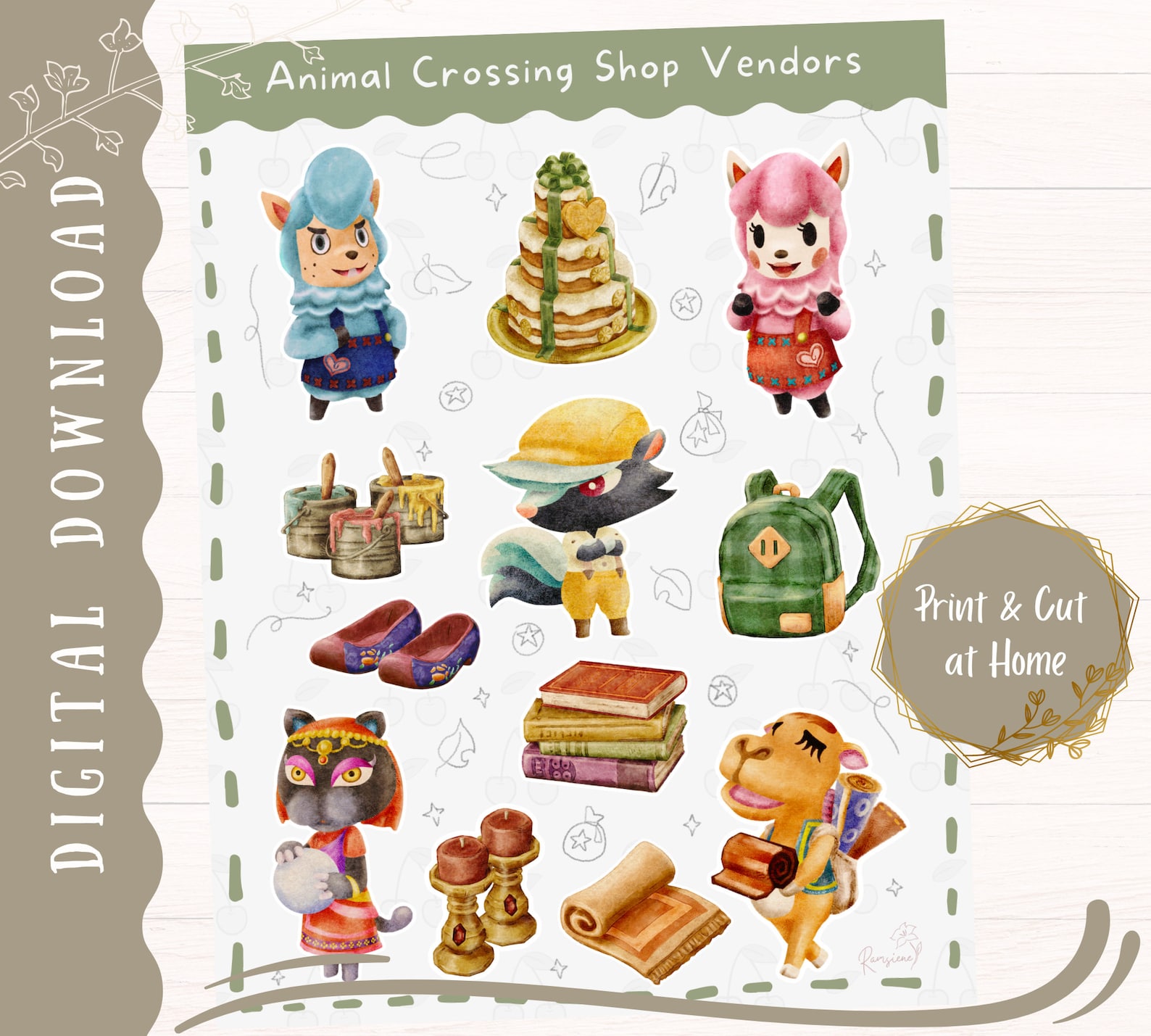 Printable ACNH Digital Stickers | Cliparts, Goodnotes, PNG, PDF - Etsy