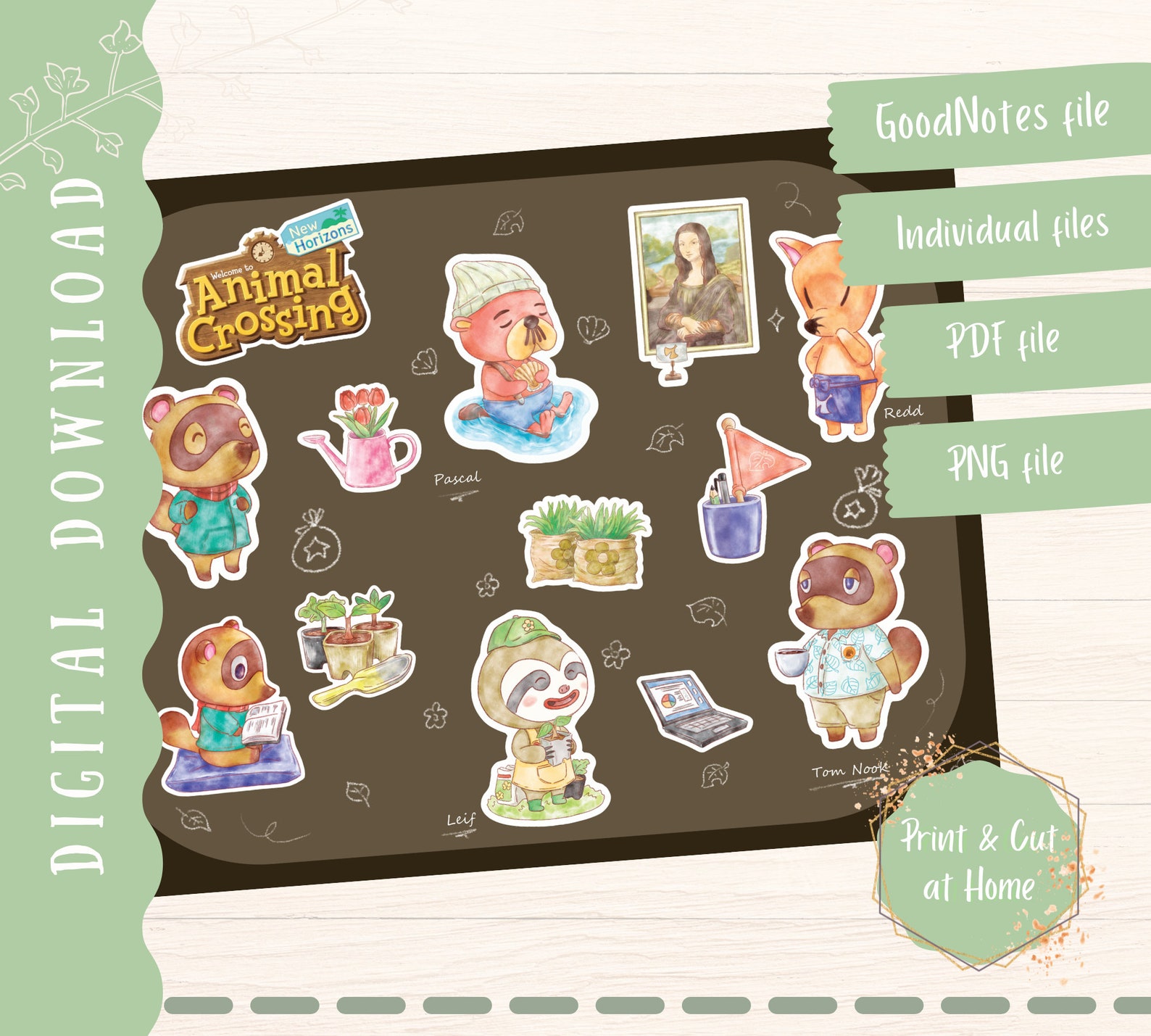 Printable ACNH Digital Stickers |cliparts, Goodnotes, PNG, PDF - Etsy