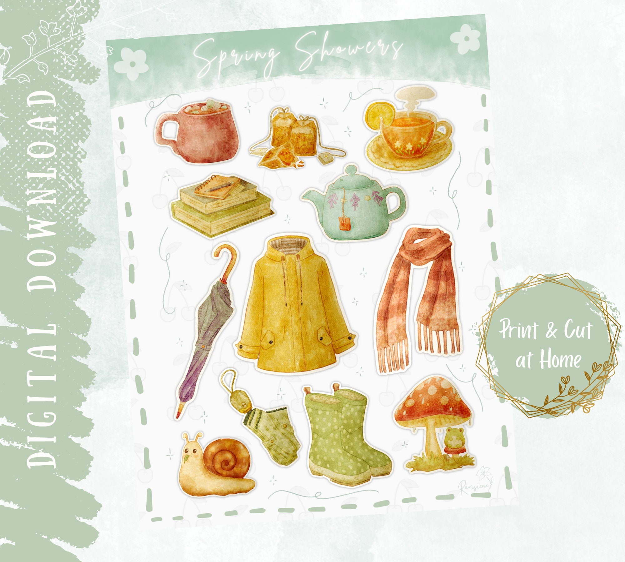 Spring Season Printable Sticker | Goodnotes, Clipart, PDF, PNG - Etsy