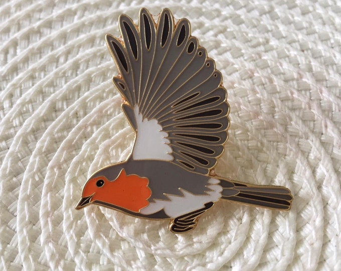 American Robin Hard Enamel Pin in Gold - Etsy