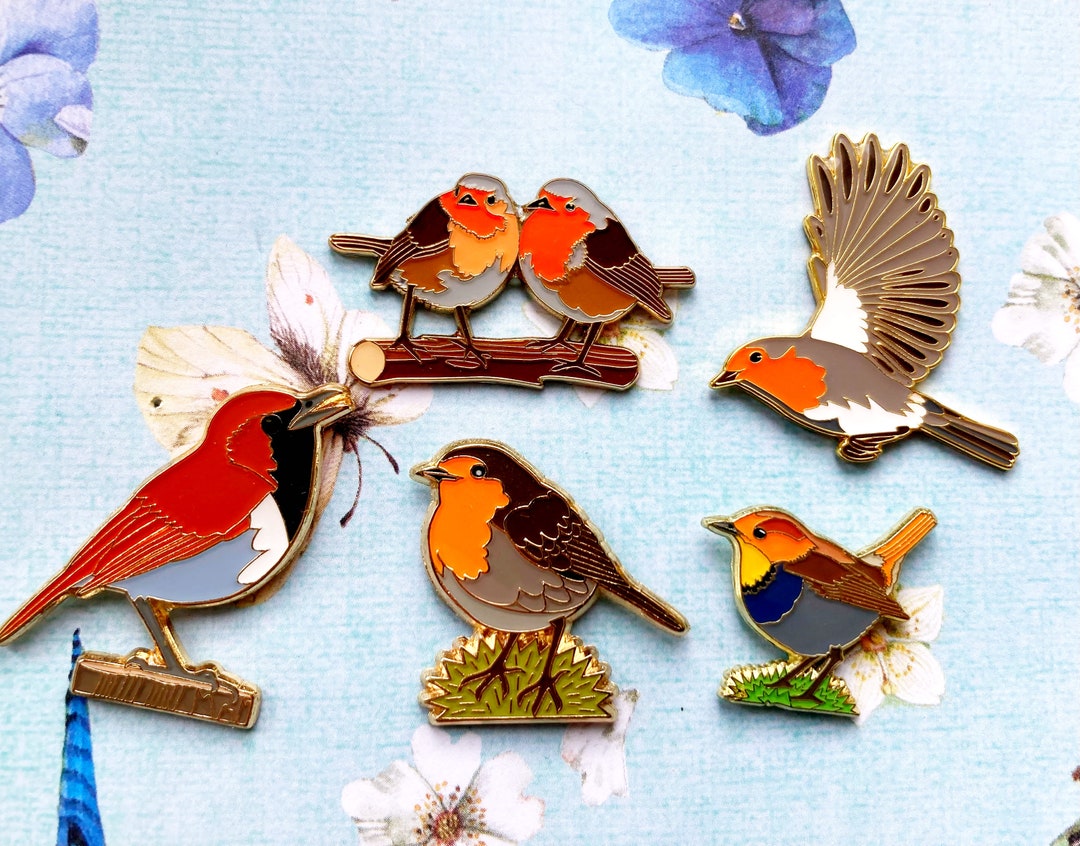 5 Robin Pins 5 Robin Pins - Etsy