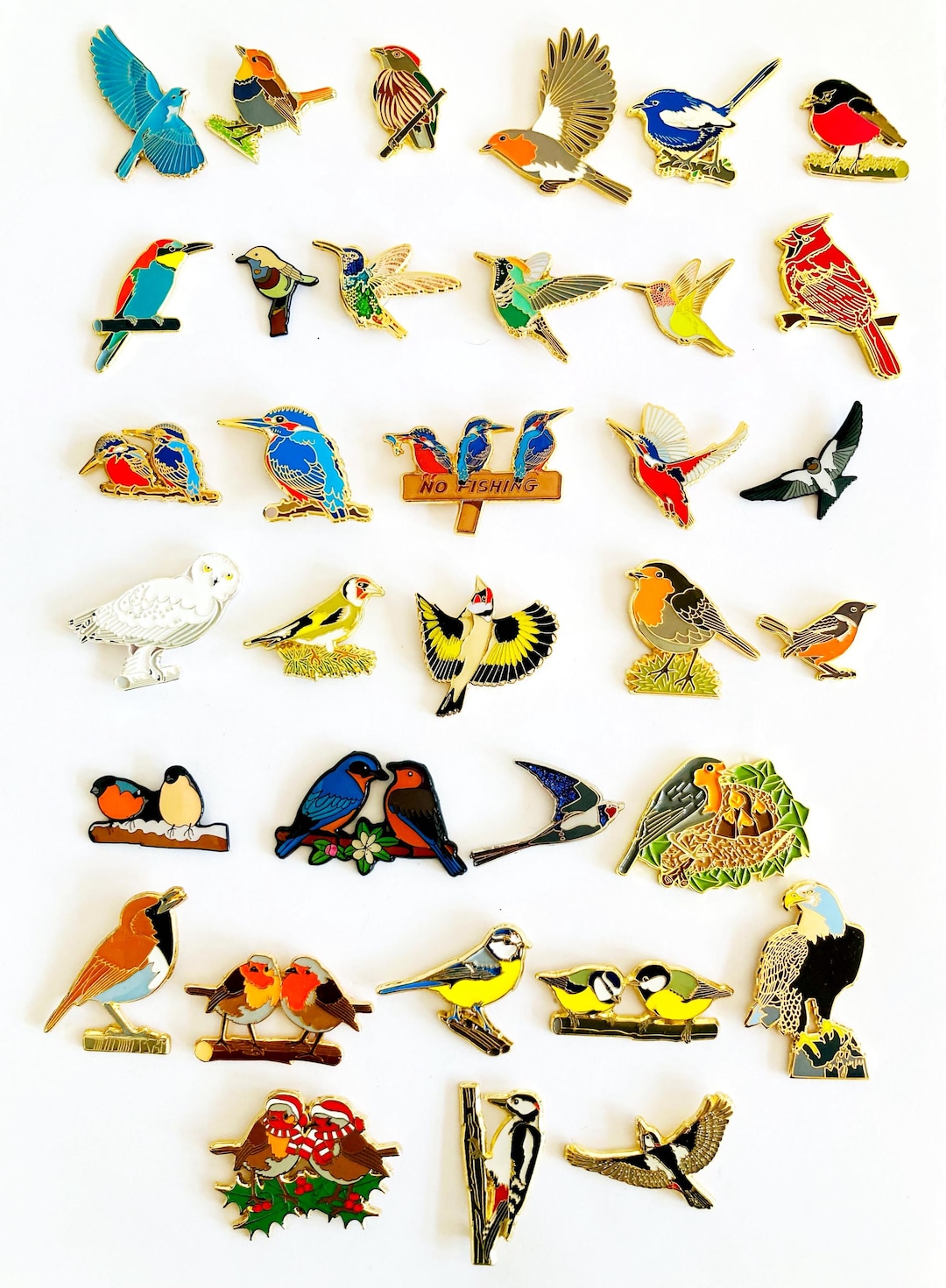 Special Offer: All Our 34 Bird Pins for 140 Euro! - Etsy