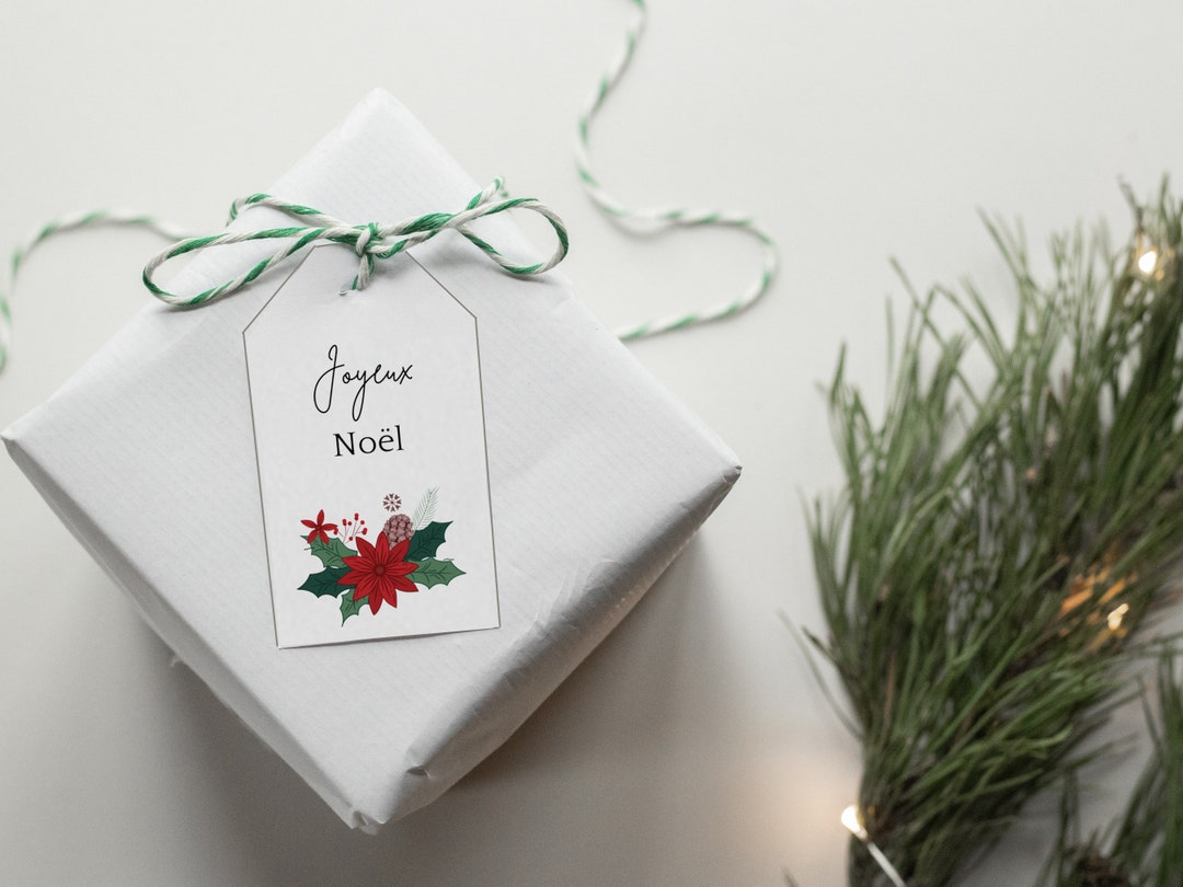 Joyeux Noel Gift Tag Printable, Christmas Gift Tag Printable, Holiday ...