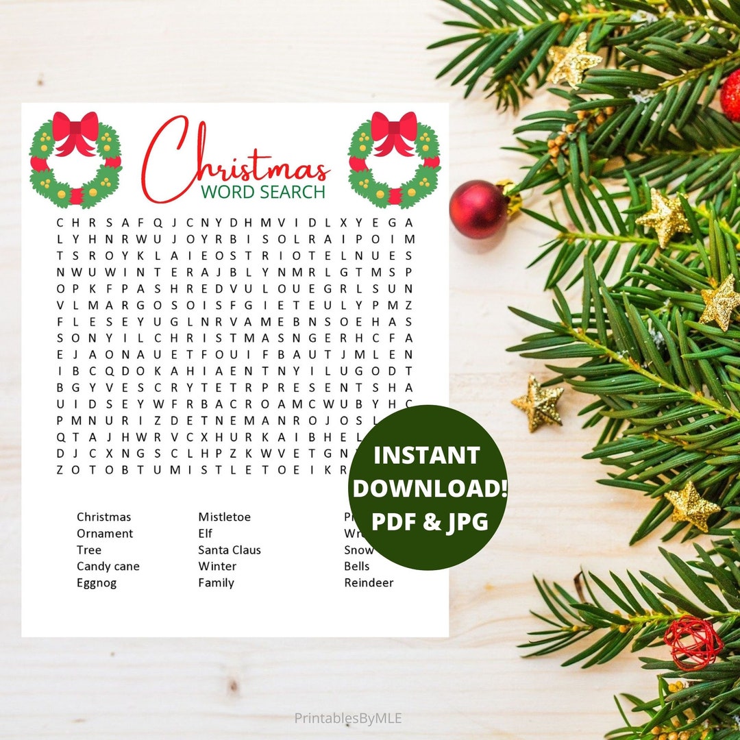 Christmas Word Search Christmas Games Digital Download 8 X 10 Printable ...