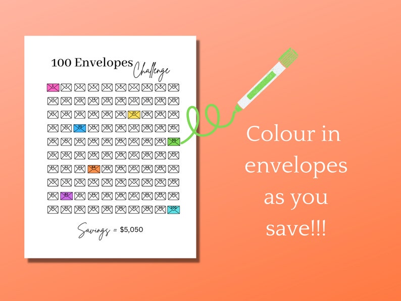 100 Envelopes Savings Challenge | Money Savings Challenge | Savings ...
