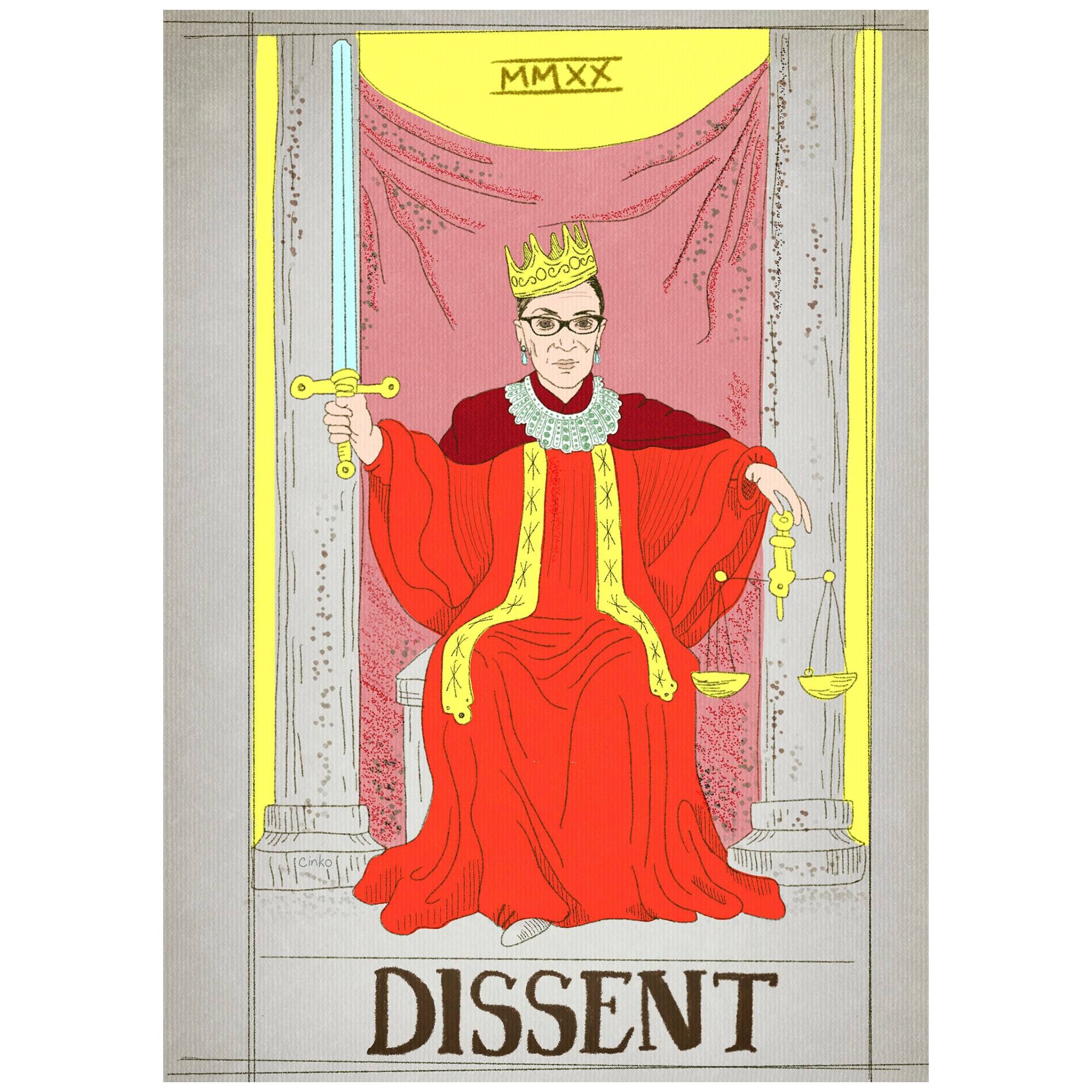 RBG "dissent" Postcard 5x7 Glossy Print of Ruth Bader Ginsburg - Etsy