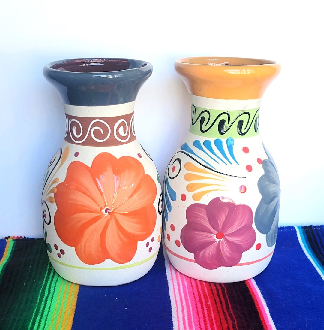 Handmade Vase Mexican Clay Vase Florero Gift Ideas Mexican Vase Floral ...