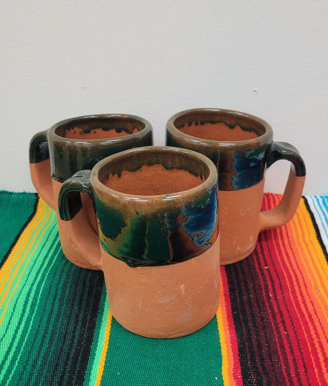 Handmade Mexican Pottery Coffee Cups - Set of 3 Barro Cups - Etsy