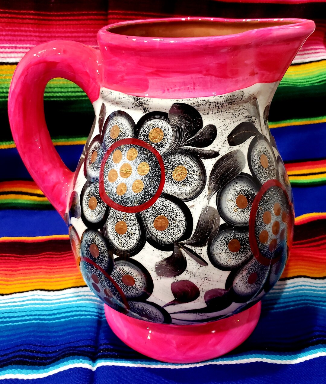 Large Floral Water Jug Floral Vase Water Pitcher Made in - Etsy