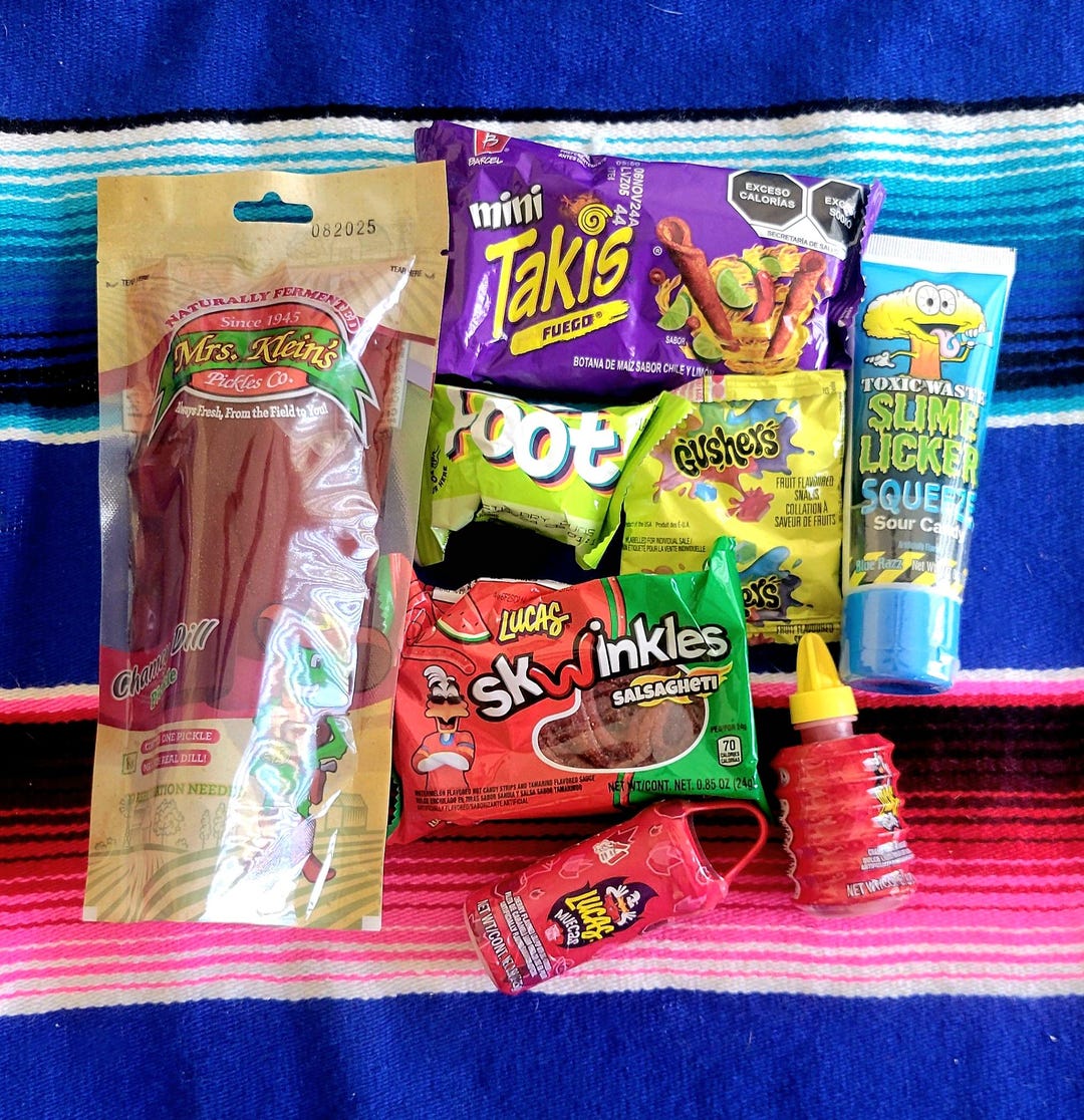Chamoy Pickle Kit | Takis, Lucas, Mexican Candy Gift Bucket | Gift Idea ...