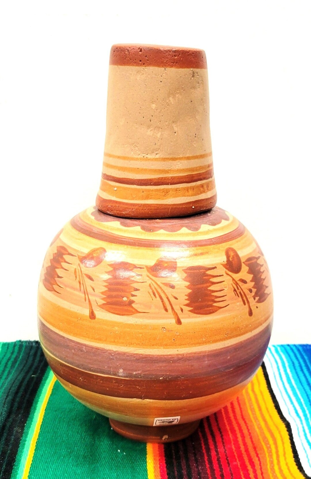 Jarron De Barro Con Vaso | Clay Water Jug With Cup | Mexican Pottery ...