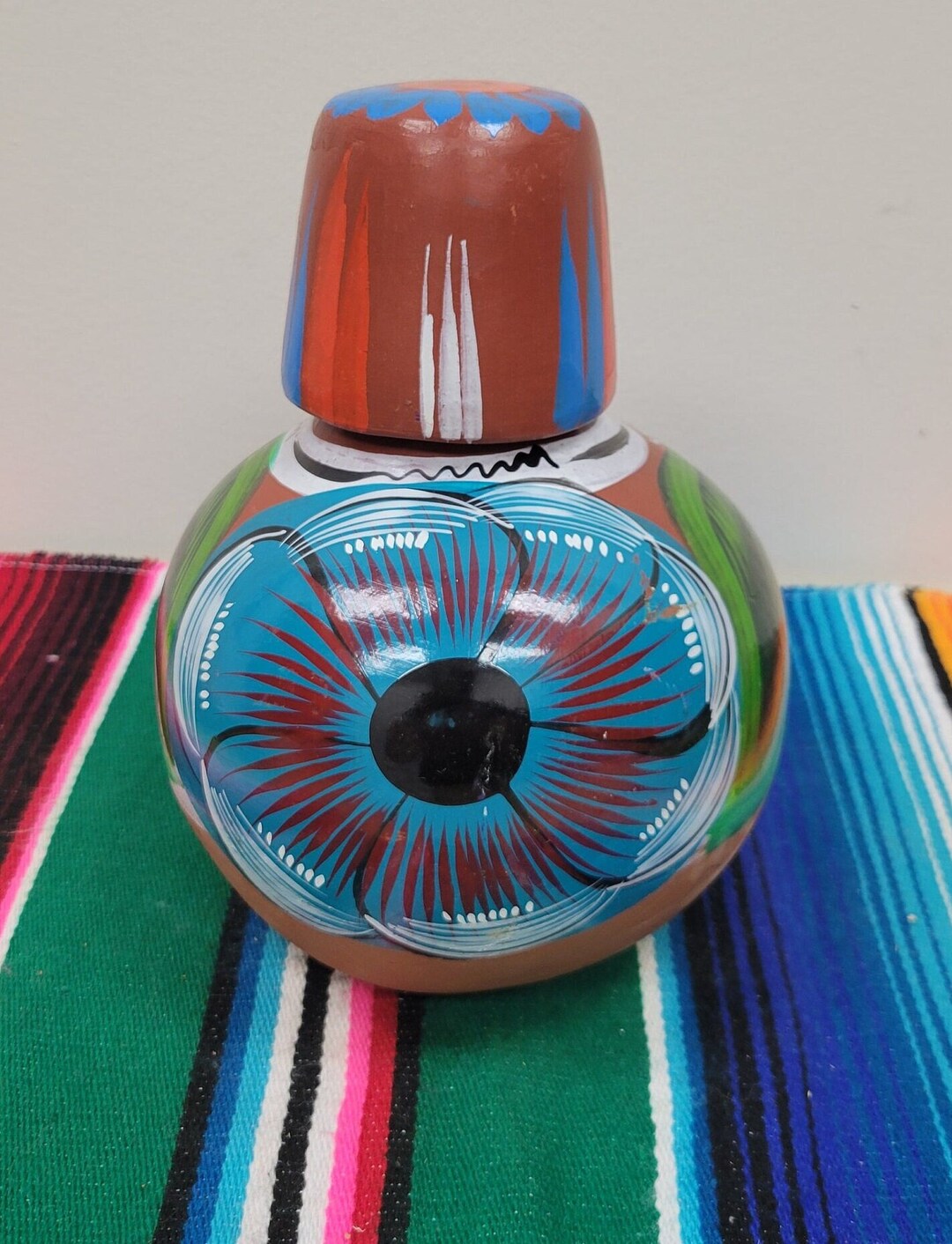 Jarrito De Barro Con Vaso Mexico Pottery Handmade Water Jug Jarro De ...