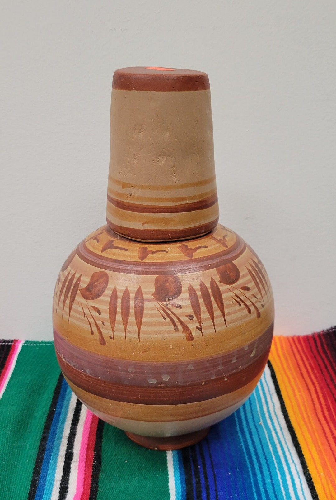 Jarron De Barro Con Vaso Clay Water Jug With Cup Mexican - Etsy