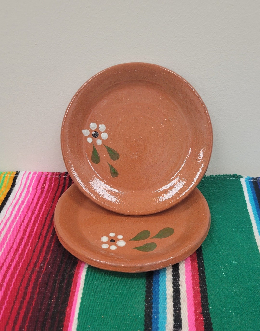 SET of 2 Handmade Cake Plates Mexican Clay Plates Wedding Plato De ...