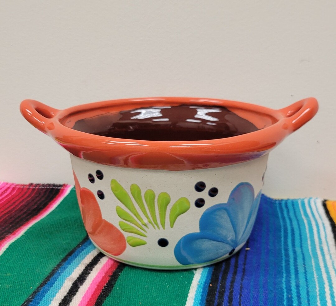 Handmade Mexican Salsero | Painted Clay Cazuela Serving Dish | Pottery ...