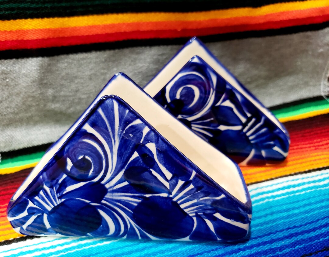 Set of 2 | Blue White Spanish Napkin Holder | Ceramic Napkin Holder - Etsy