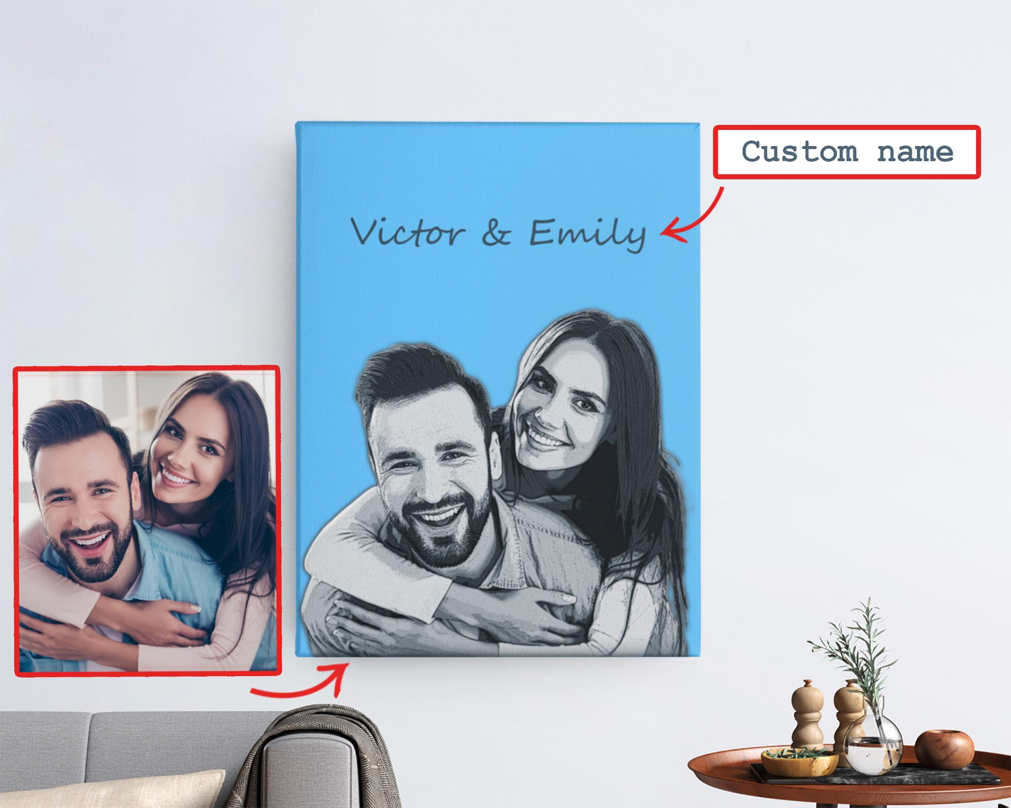 Personalized Couple Canvas Wedding Photo Canvas Romantic | Etsy