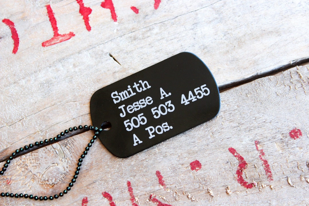 Customizable Personalised Engraved Metal Tag - Double Sided, Military ...