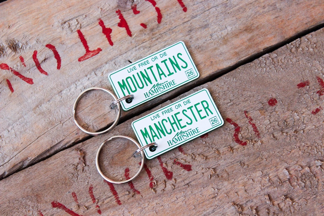 Personalized Engraved Plastic Keychain - New Hampshire License Plate - Etsy
