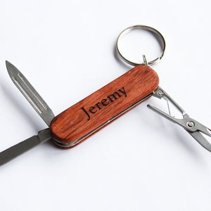 Personalized Engraved Small Wood Pocketknife - Keychain, Multi-tool - Etsy