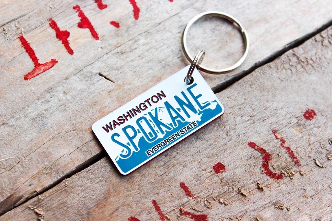 Personalized Engraved Plastic Keychain - Washington License Plate - Etsy