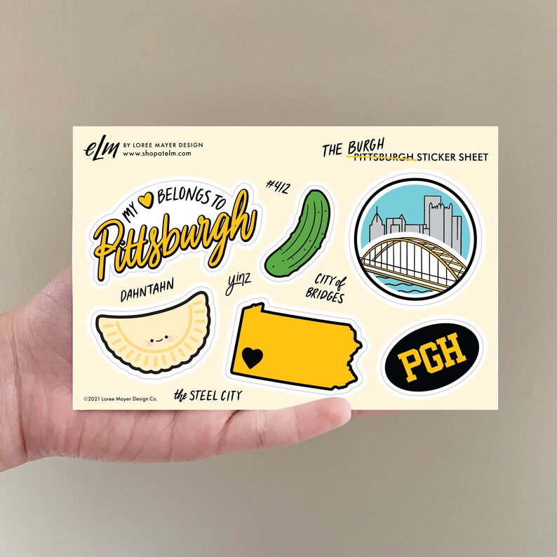 Black and Gold Pittsburgh Vinyl Sticker Sheet - Etsy
