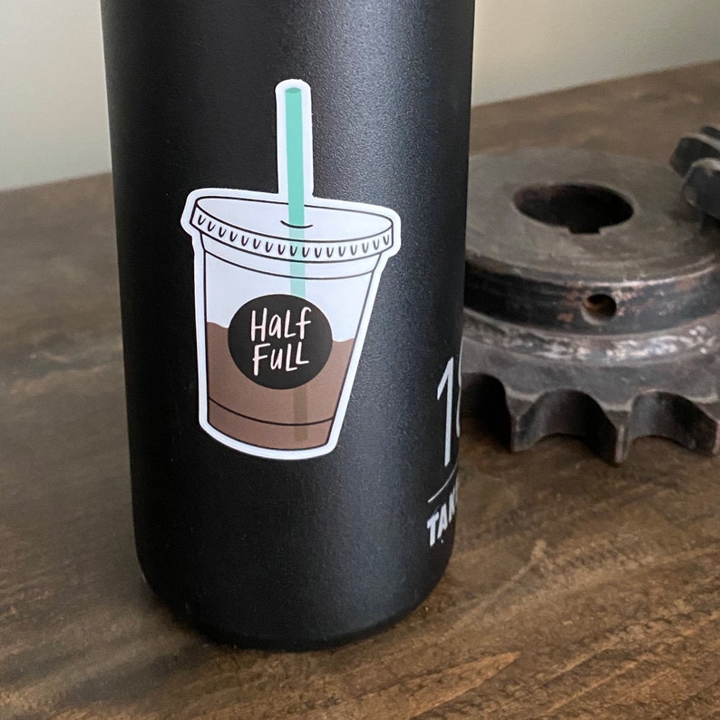 Half Full Iced Coffee Cup Vinyl Sticker - Etsy