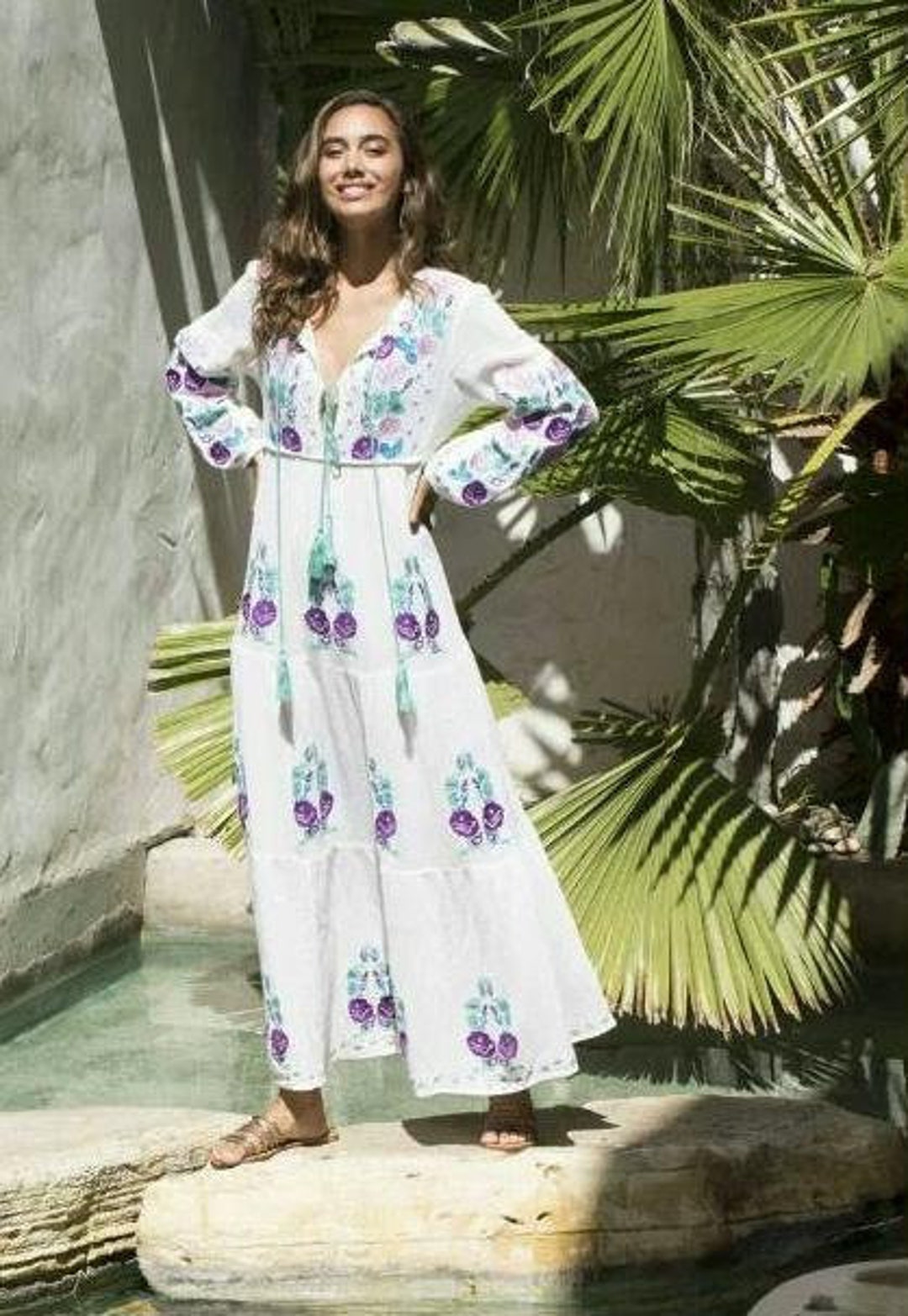 Lara Embroidered Maxi Dress Natural. Bohemian Dress, Long Dress, Fall ...