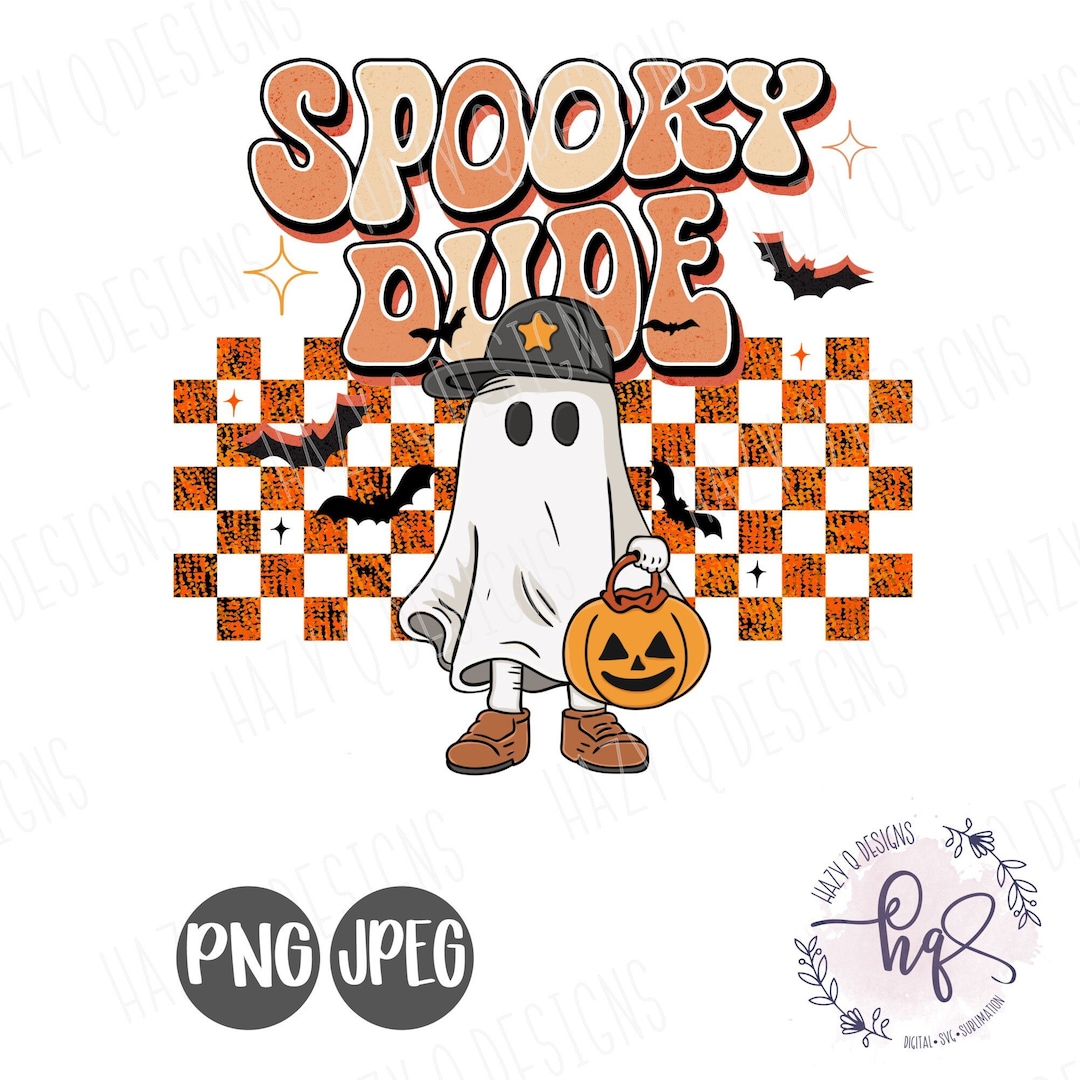 Spooky Dude PNG, Halloween PNG, Retro Halloween, Funny Ghost Shirt, Boy ...