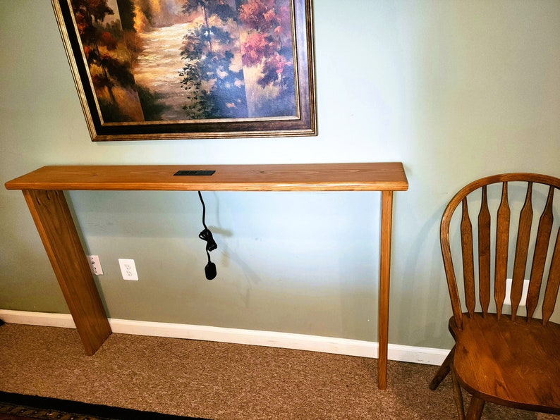 7" Deep Console Table W/ Power & Charging Outlet, Sofa Table, Behind ...