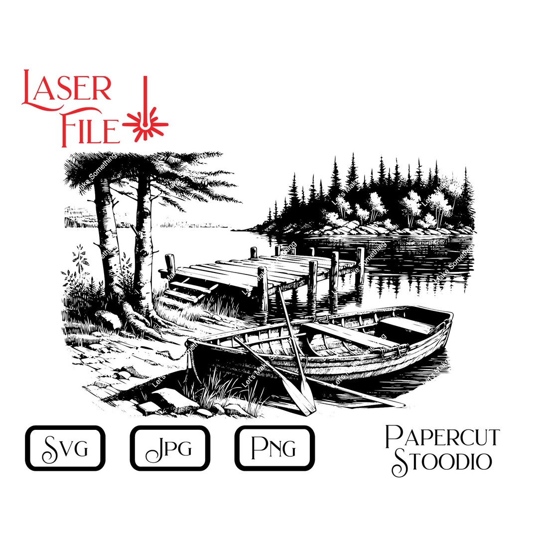 Laser Engrave File, the Old Boat Svg, Lightburn Glowforge for Cabin ...