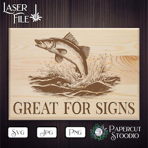 Laser Engrave File Walleye SVG, Fishing Lightburn Glowforge Signs ...
