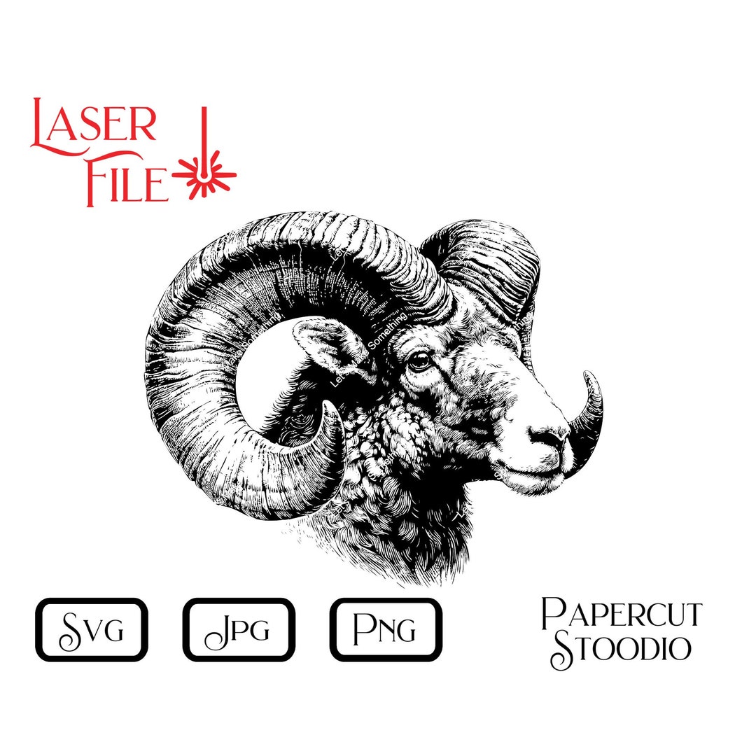 Laser Engrave File, Big Horn Sheep Head Svg, Digital Download for Laser ...
