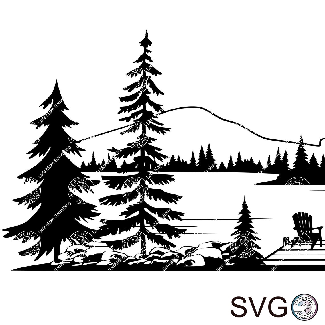 Dock on the Lake Svg, Lake and Forest Scene Svg Files for DIY T-shirt ...