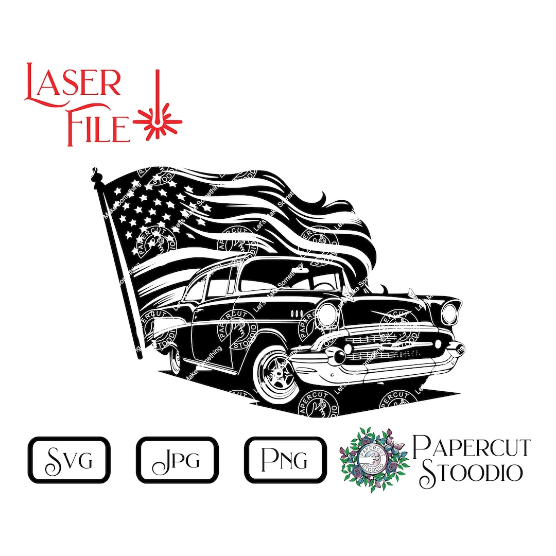 Laser Engrave File, 57' Chevy SVG, Vintage 1957 Chevrolet , Chevy Bel ...