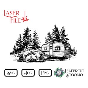 Laser Engrave File Camper SVG, Lightburn Glowforge Wood Burn Digital ...