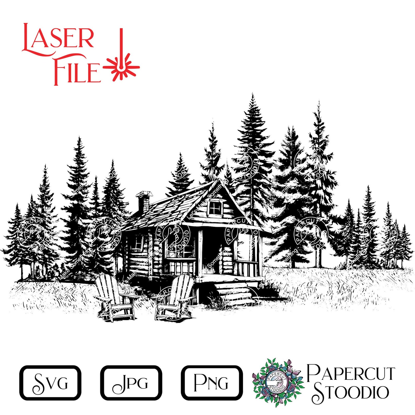 Laser Engrave File Cabin Adirondack SVG Lightburn Glowforge - Etsy Canada