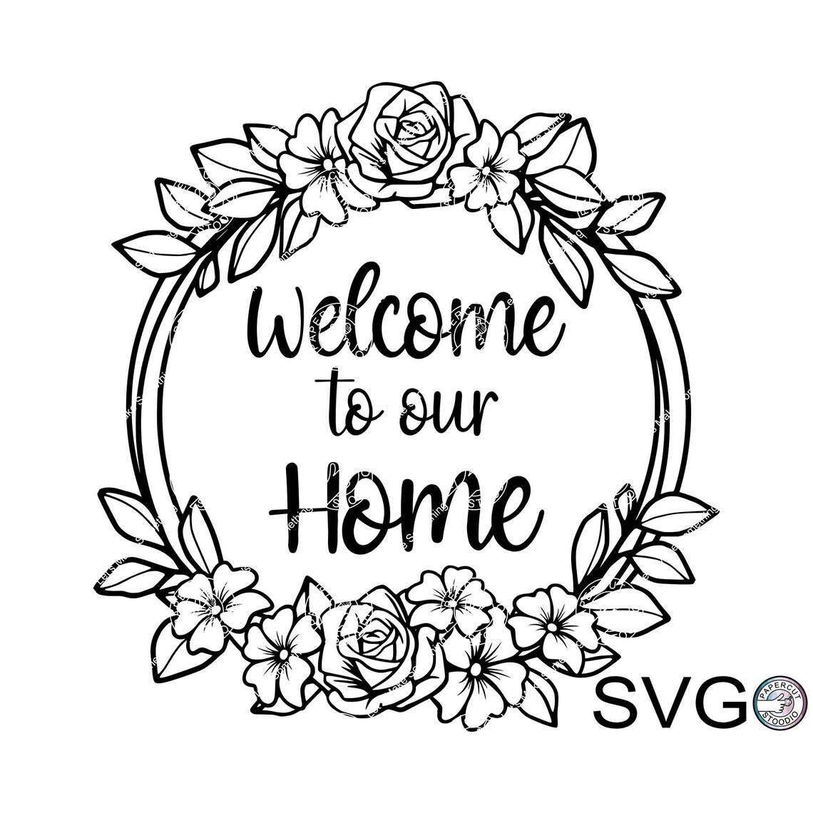 Floral Frame Svg Flower Wreath Home Welcome Circle Laurel - Etsy