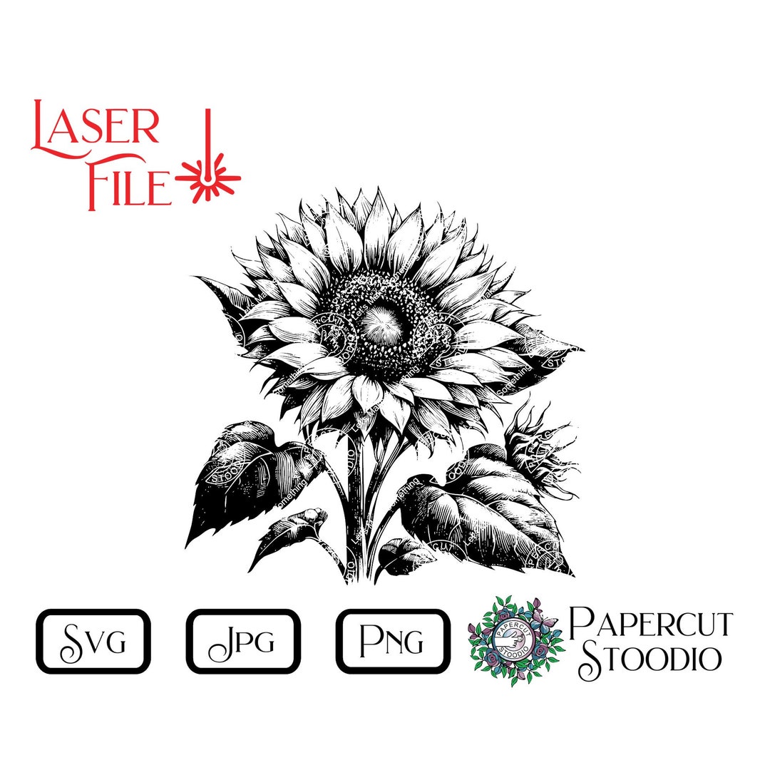 Laser Engrave File, Sunflower Bloom Svg, Instant Digital Download for ...