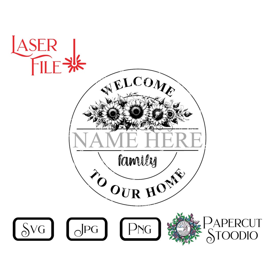 Laser Engrave File, Sunflower Circle Monogram SVG, for Lightburn ...