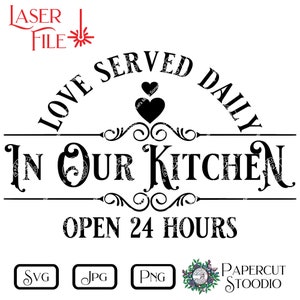Laser Engrave File, Love Served Daily SVG, for Kitchen Farm Lightburn ...