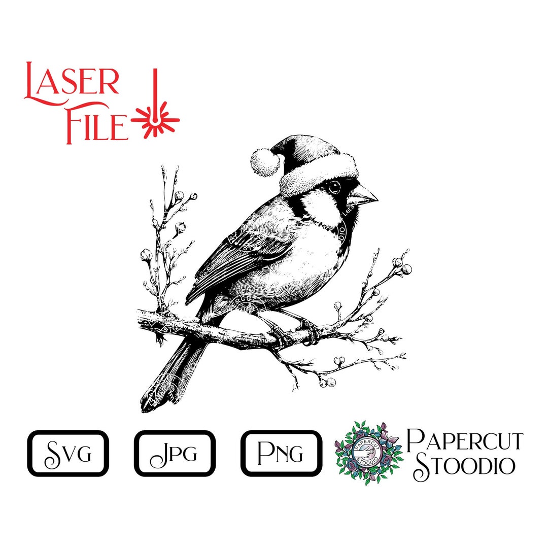 Laser Engrave File Christmas Cardinal SVG, Png Jpg Digital Download ...